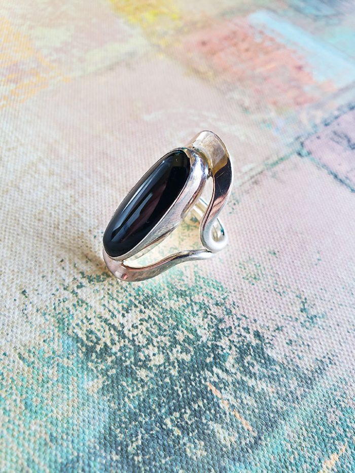 Vintage Black Onyx Sterling Silver Ring Signed DDD Dominique Dinoart ...